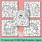 Autumn Color By Number Clipart | Color by Code Fall ClipArt | Fall ...