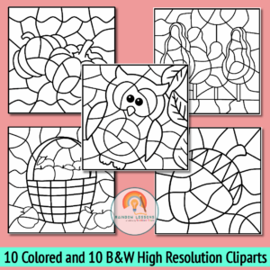 Autumn Color By Number Clipart | Color by Code Fall ClipArt | Fall ...