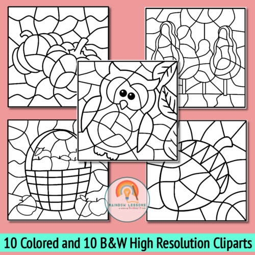 Autumn Color By Number Clipart | Color by Code Fall ClipArt | Fall ...