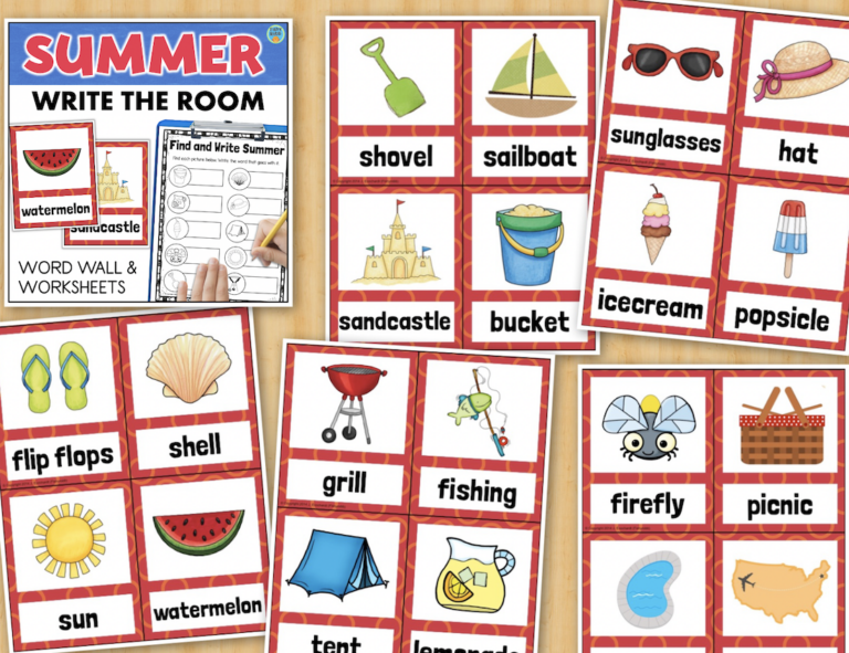 SUMMER Write the Room and Word Wall Vocabulary Cards - Made By Teachers