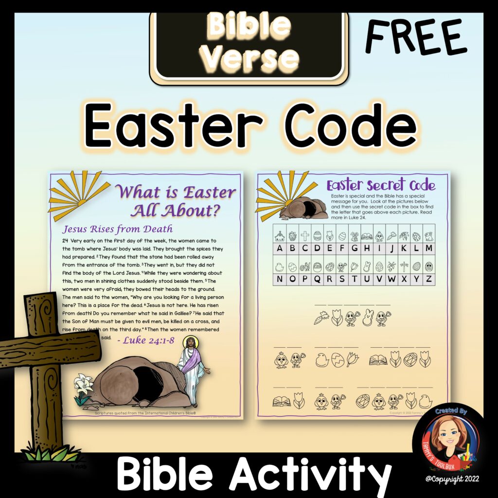 Easter Activity Bible Verse Secret Code with Poster | Made By Teachers