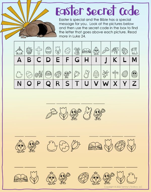 Easter Activity Bible Verse Secret Code with Poster | Made By Teachers