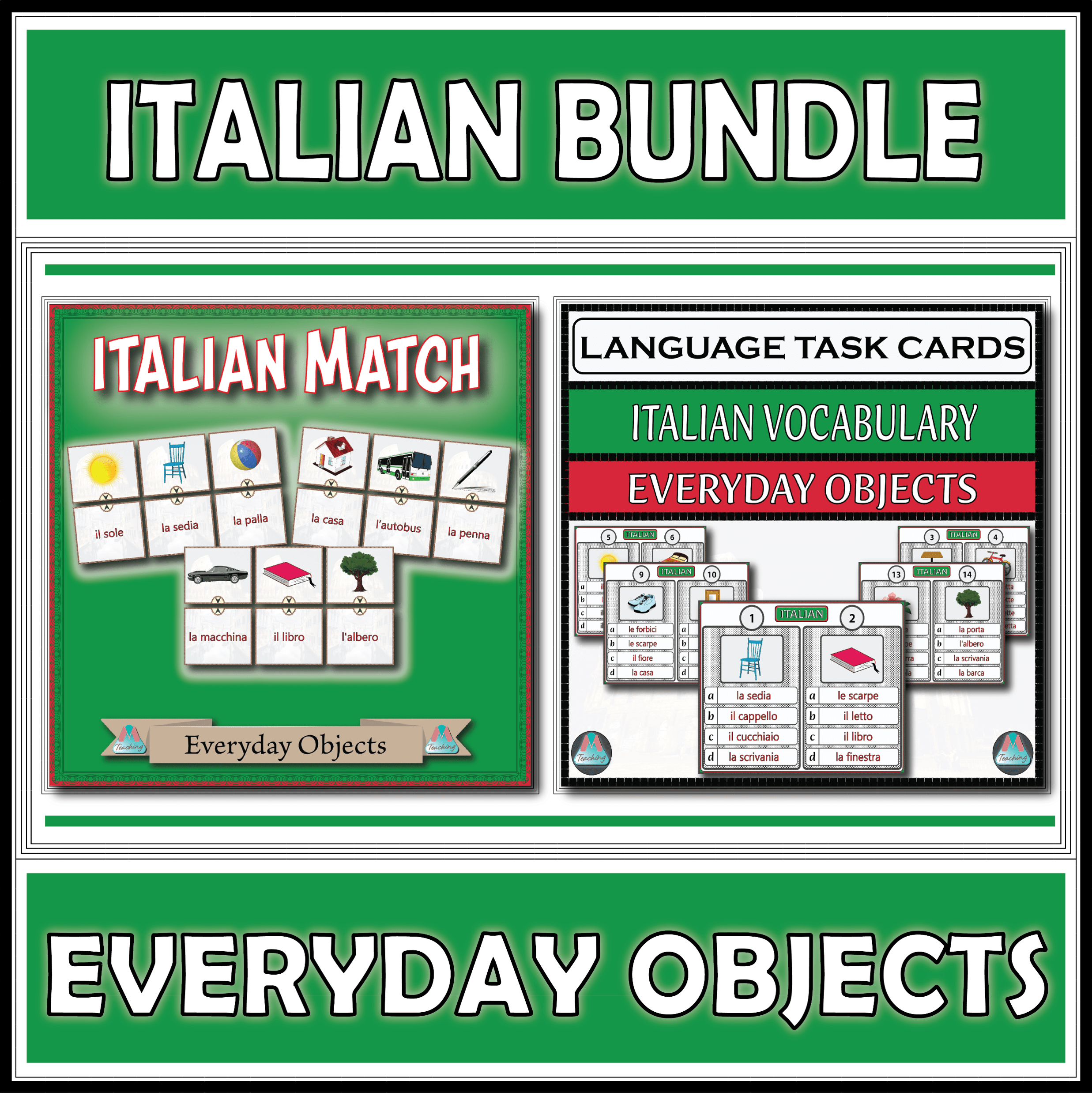 Italian Match & Task Cards - Everyday Objects | Made By Teachers