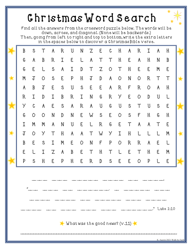 Christmas Word Search and Crossword: The Birth of Jesus Puzzle | Made ...
