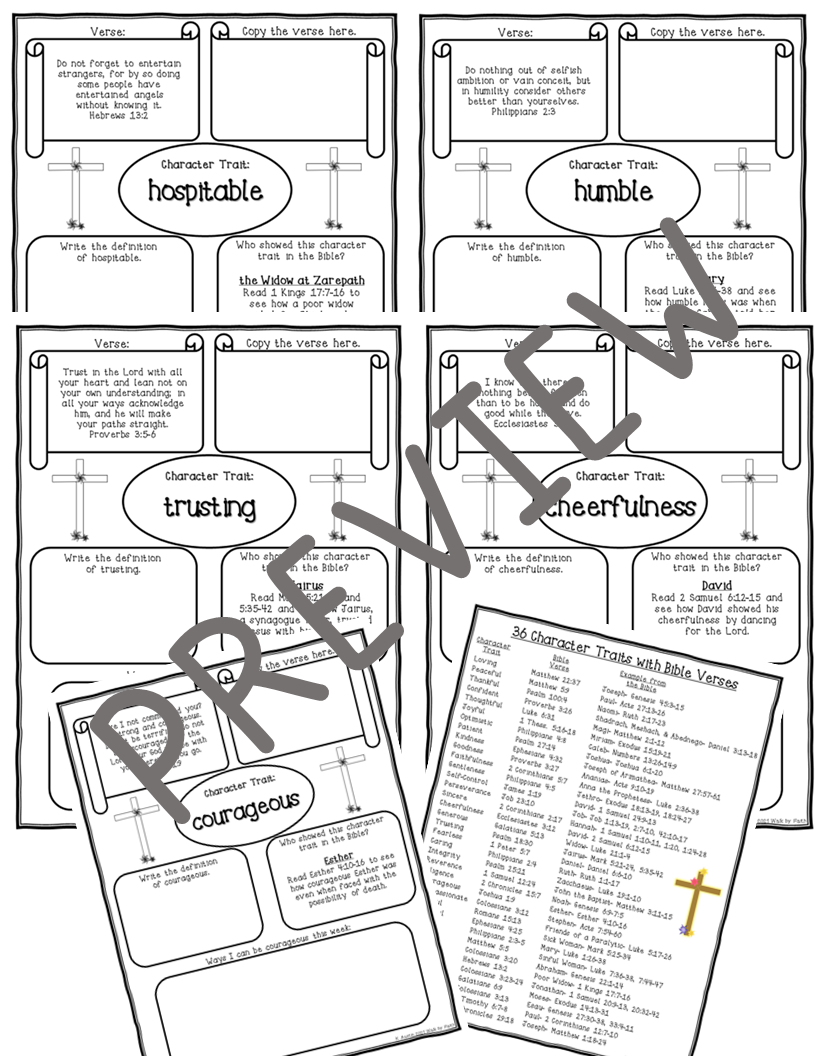 Character Traits with Bible Verses | Made By Teachers