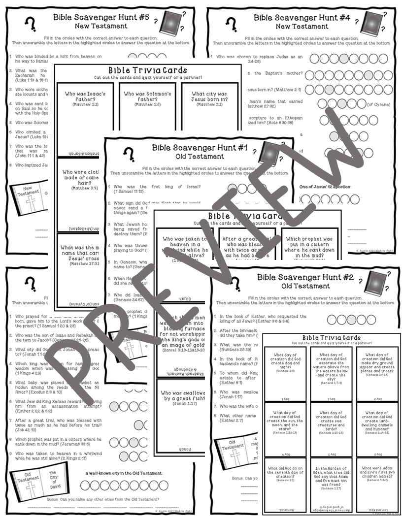 Bible Scavenger Hunt and Trivia Cards - Made By Teachers