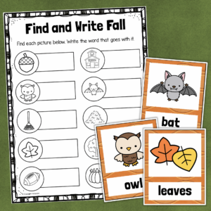 FALL Write the Room Activities + Vocabulary Word Wall Cards Autumn ...