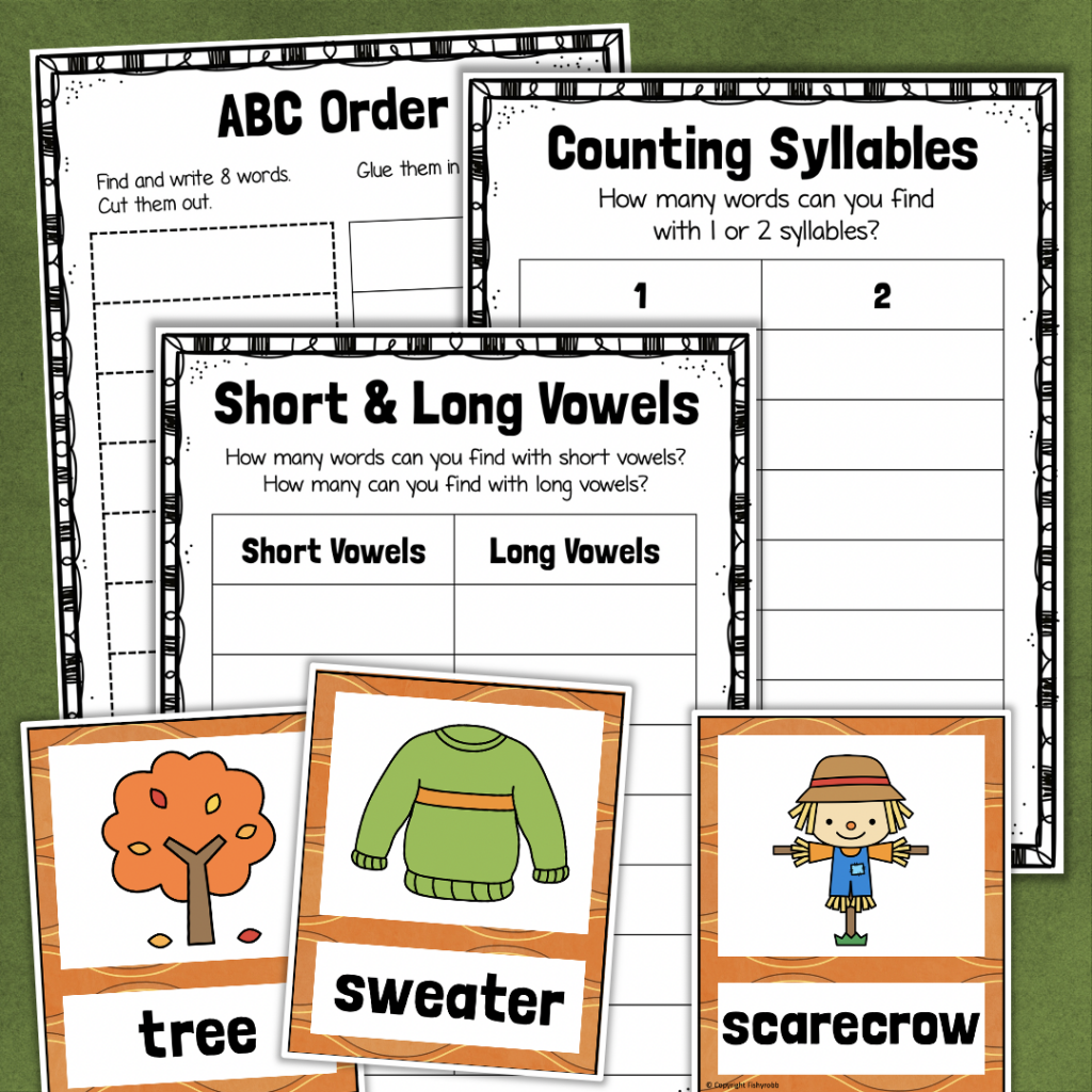 FALL Write the Room Activities + Vocabulary Word Wall Cards Autumn ...