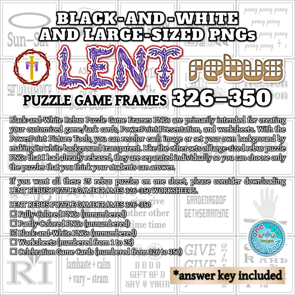 Black-&-White LENT & EASTER Rebus Puzzle Game PNGs 326–375 | Made By ...
