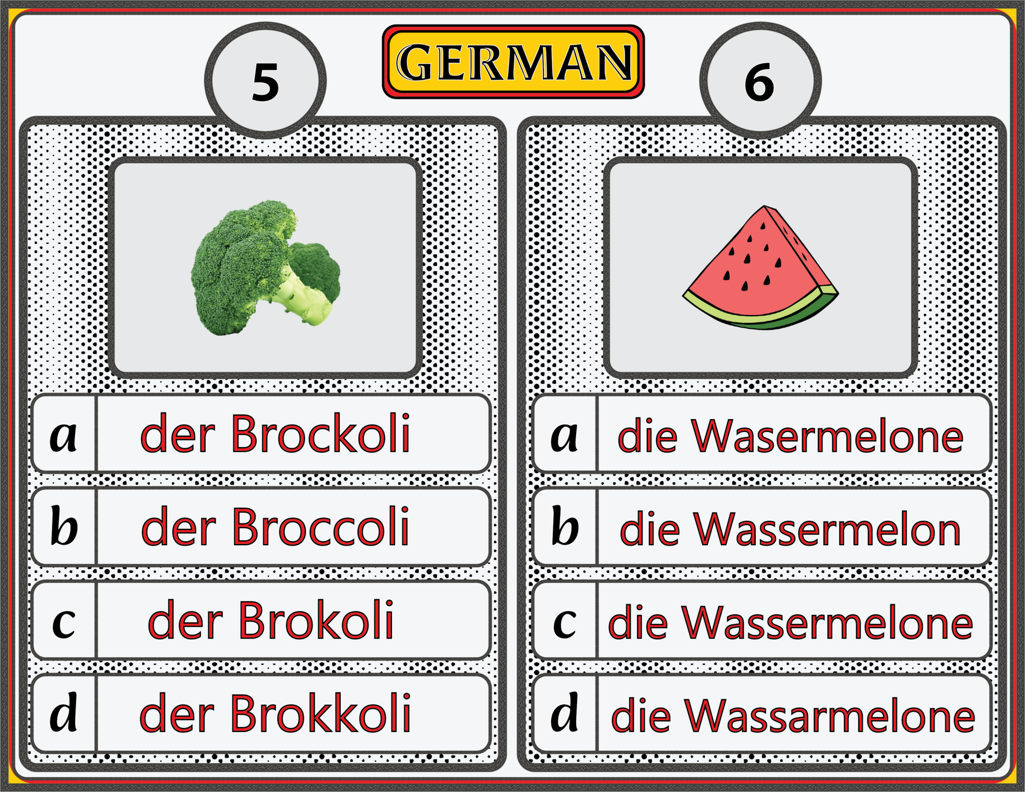 German Task Cards - Fruits and Vegetables | Made By Teachers