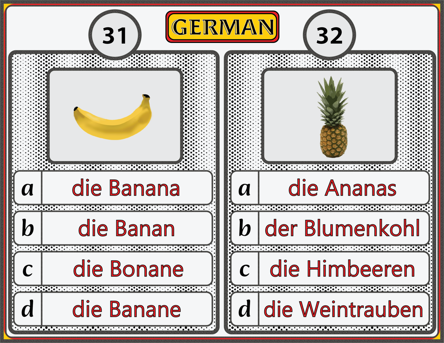 German Task Cards - Fruits and Vegetables | Made By Teachers