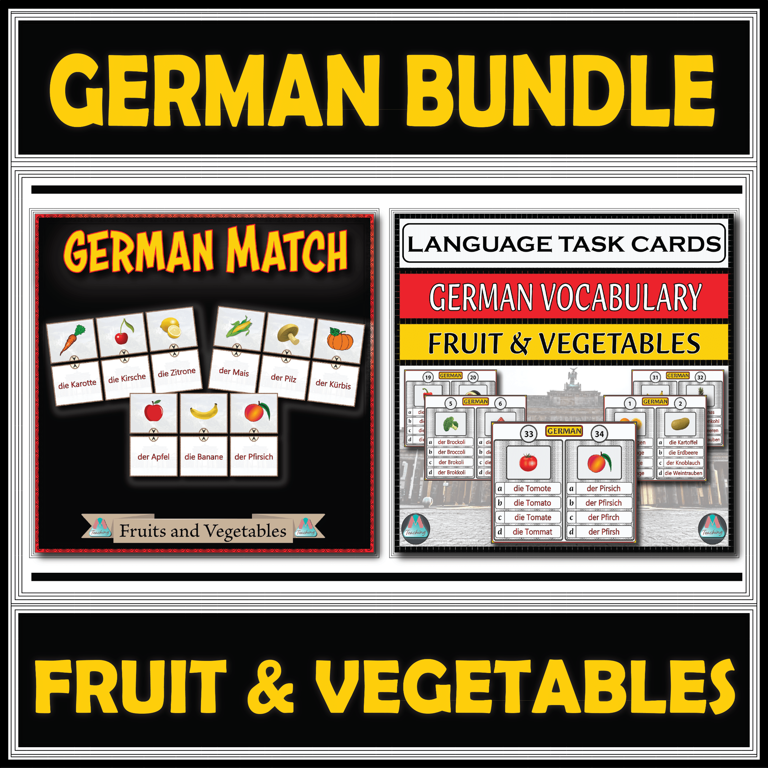 Spanish Task Cards - Fruits & Vegetables - Made By Teachers