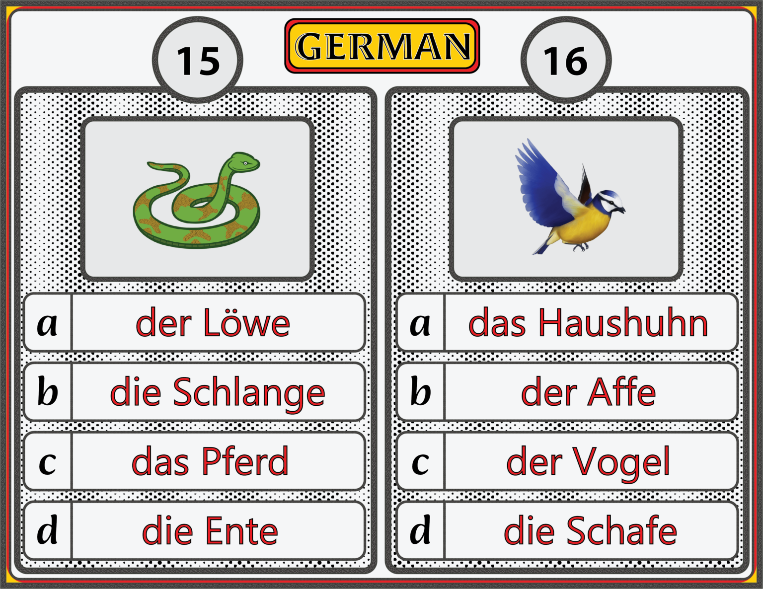 German Task Cards - Animals - Made By Teachers