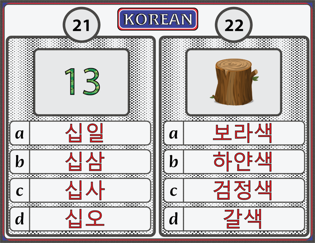 Korean Task Cards - Numbers (Sino-Korean) & Colors | Made By Teachers