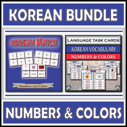 Korean Match & Task Cards - Numbers (Sino-Korean) & Colors Bundle ...