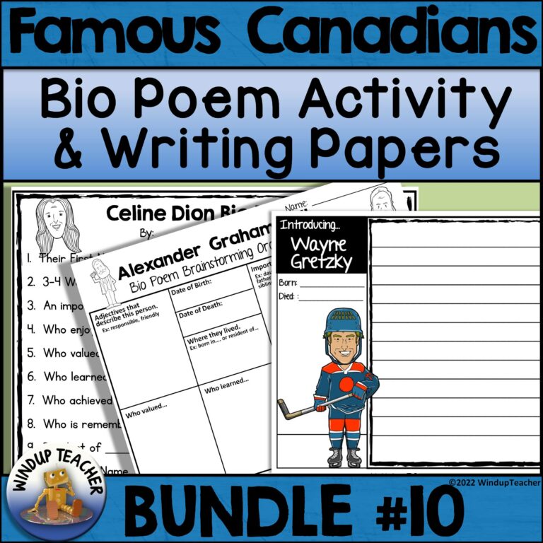 Famous Canadians Biography Poem Activity and Writing Papers | Made By ...