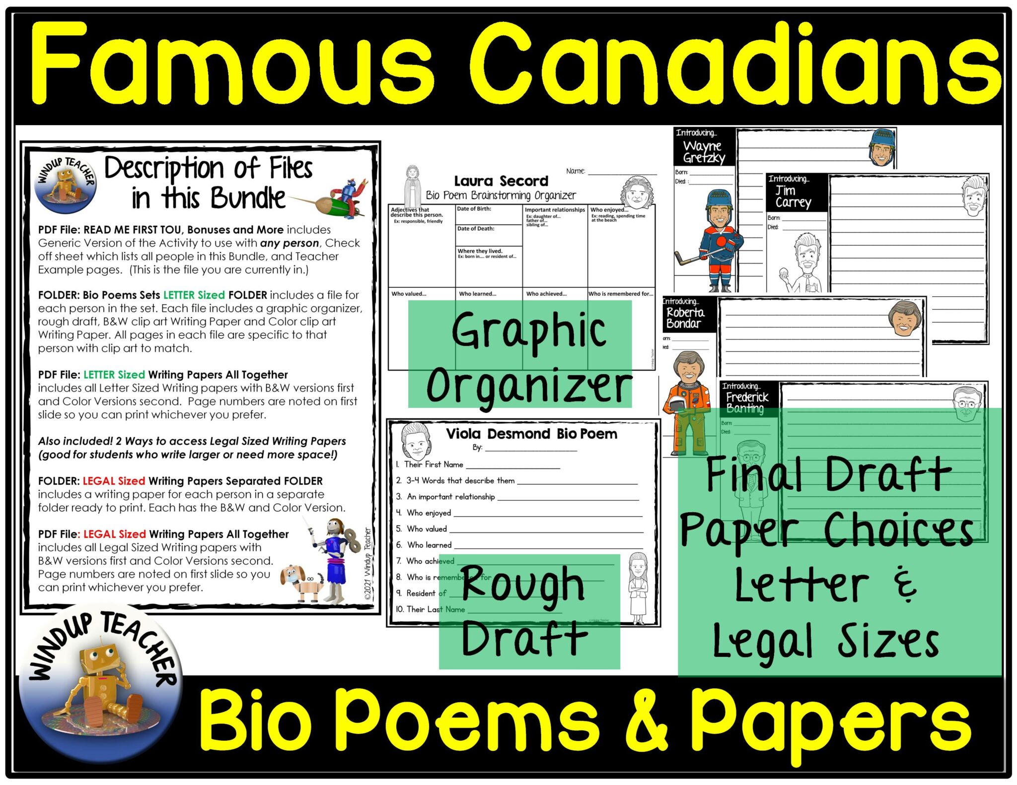 Famous Canadians Biography Poem Activity and Writing Papers - Made By ...