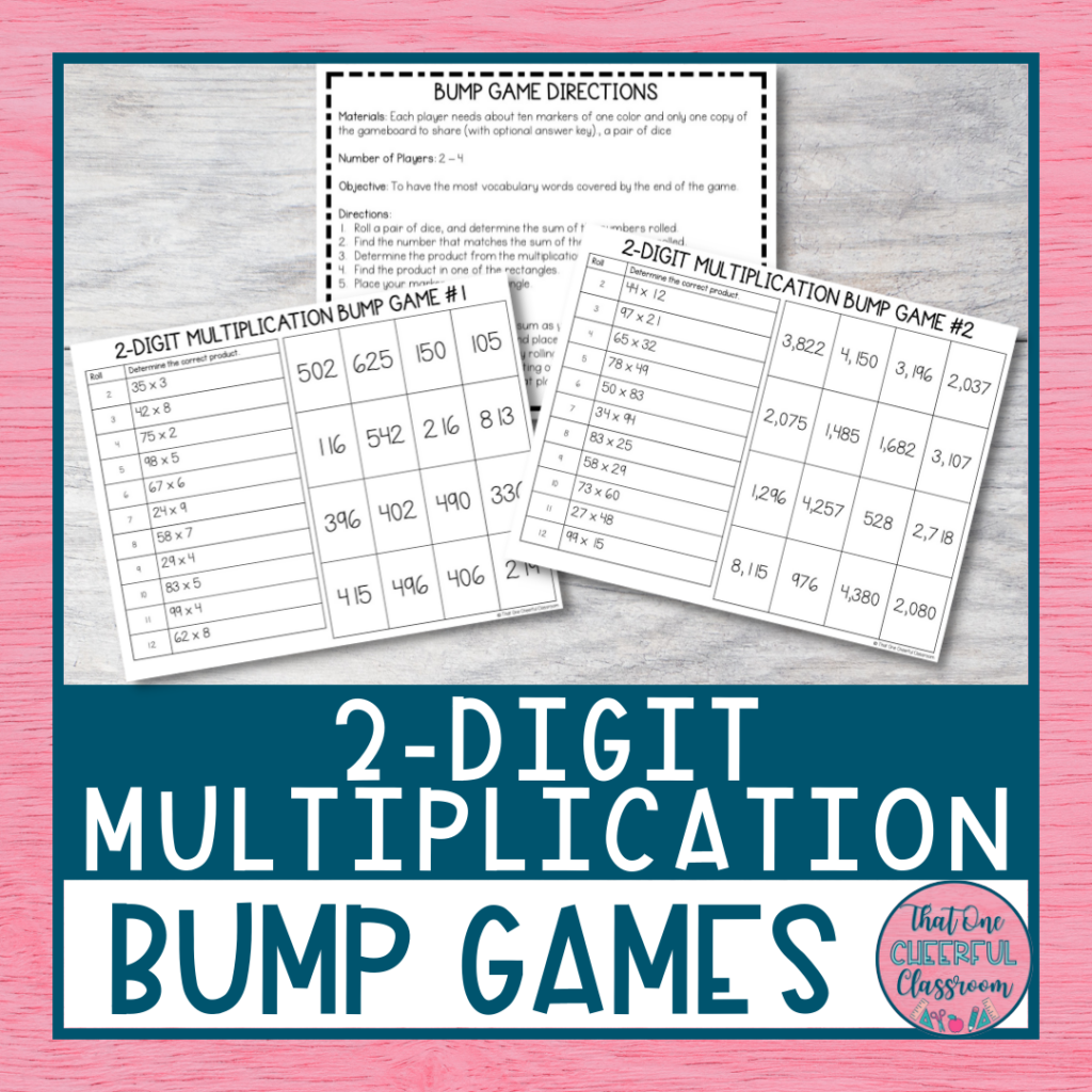 2 Digit By 1 Digit And 2 Digit By 2 Digit Multiplication Bump Games