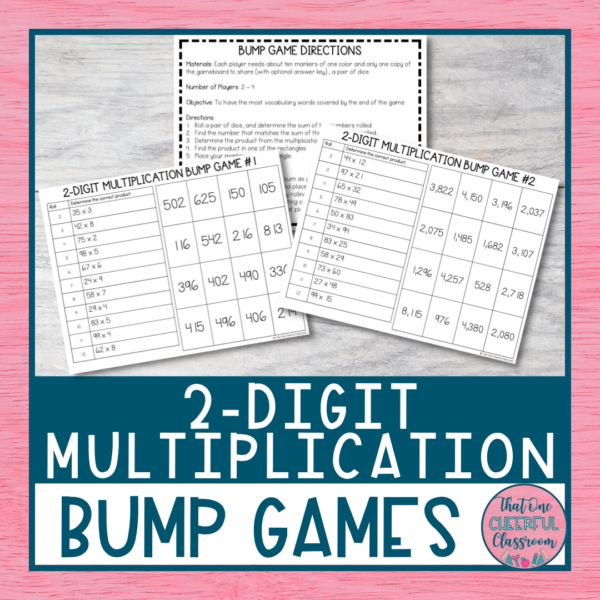 2 Digit by 1 Digit and 2 Digit by 2 Digit Multiplication Bump Games ...