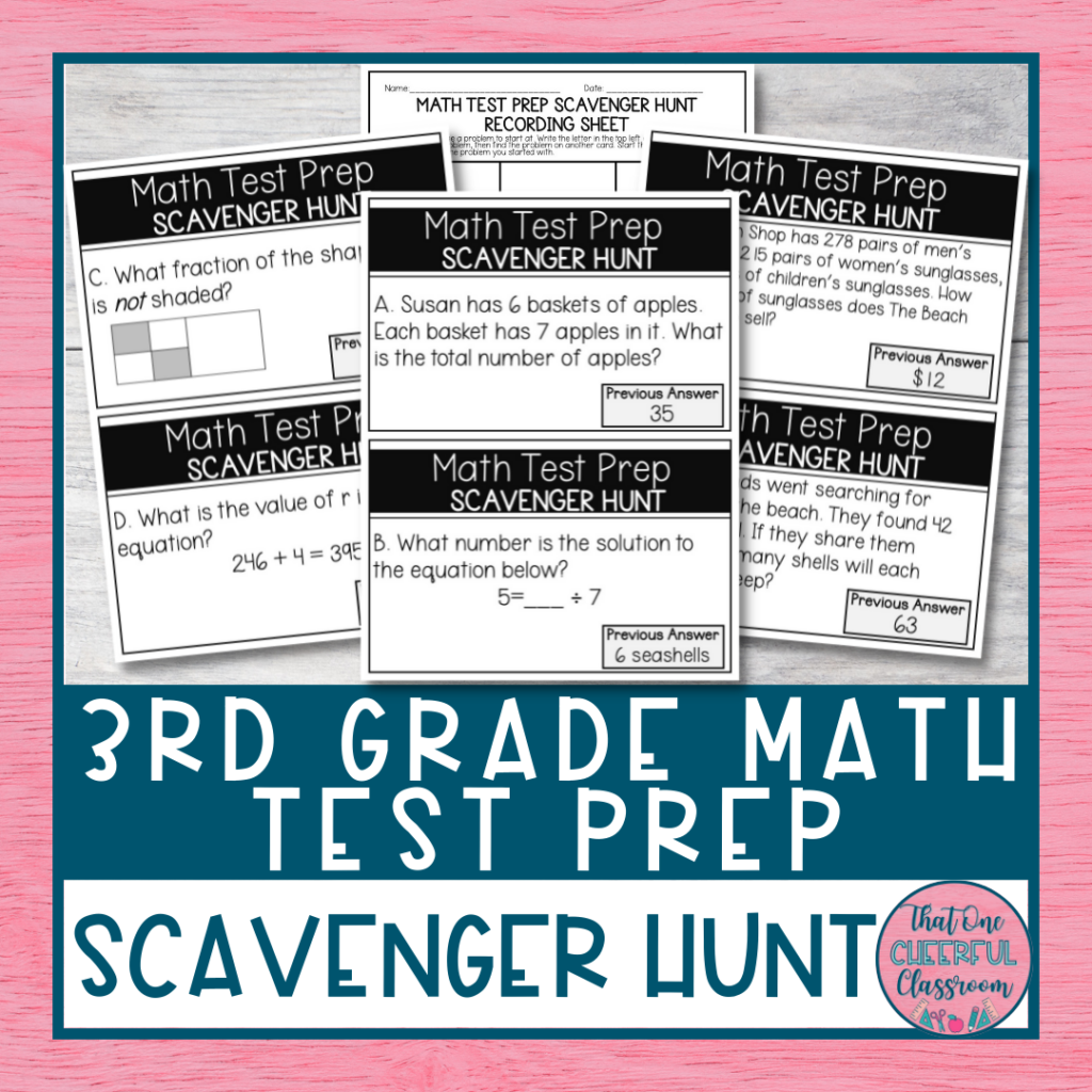 3rd Grade End of the Year Math Test Prep Review Scavenger Hunt - Made ...