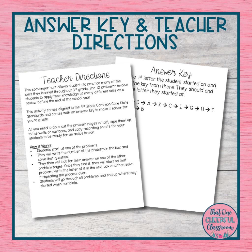 3rd Grade End of the Year Math Test Prep Review Scavenger Hunt - Made ...