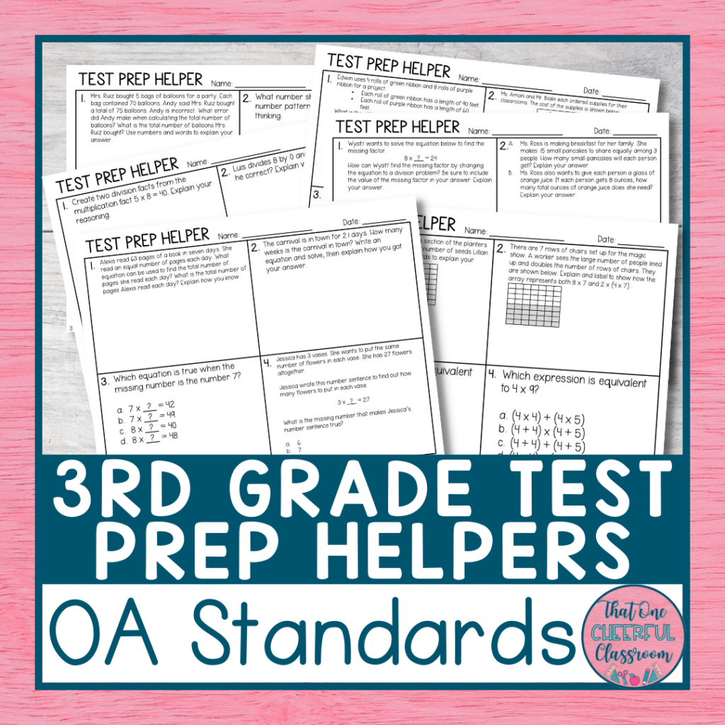3rd Grade Test Prep Operations and Algebraic Thinking Standards Helpers ...