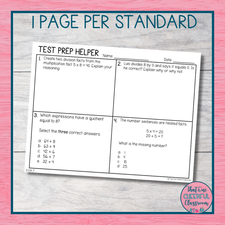 3rd Grade Test Prep Operations and Algebraic Thinking Standards Helpers ...