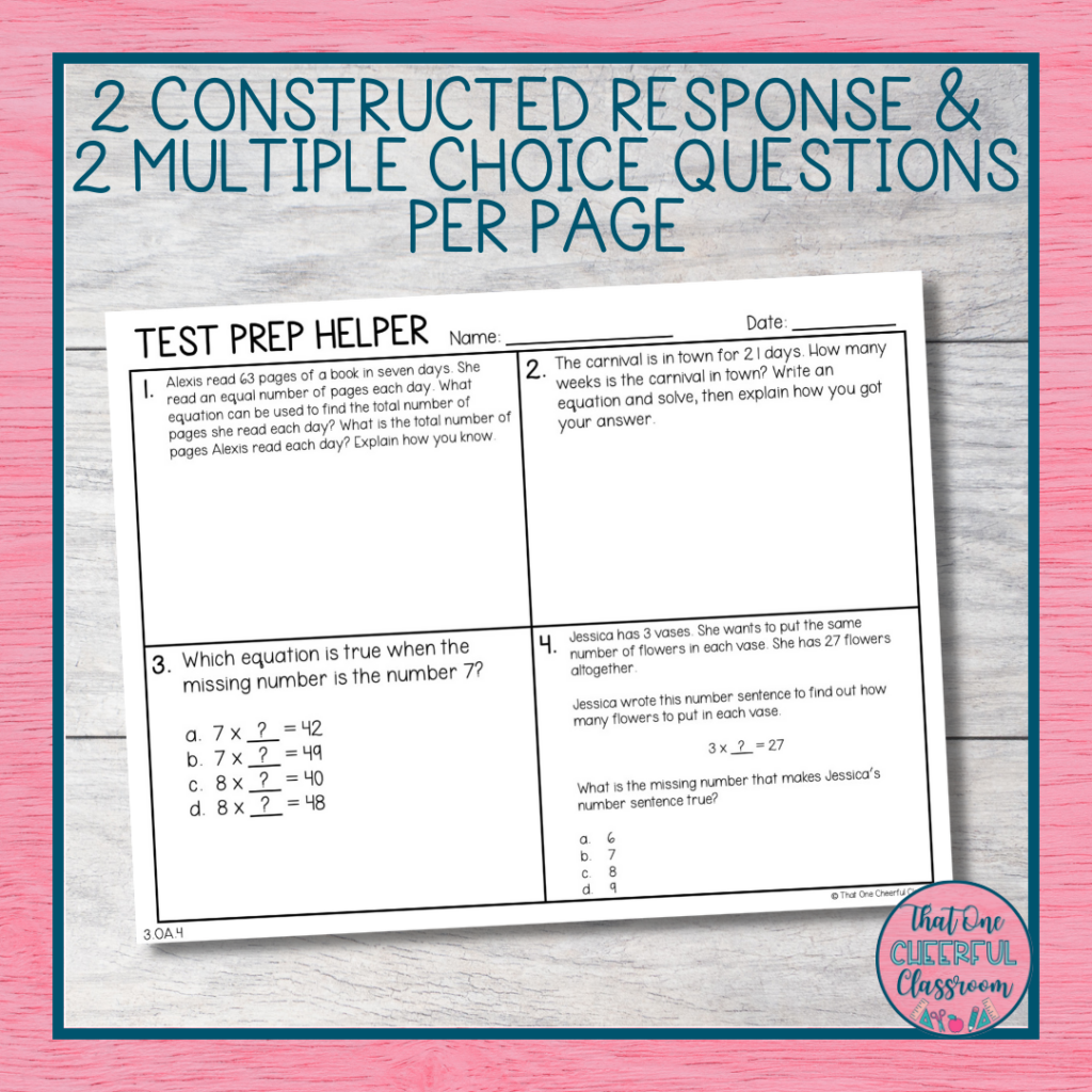 3rd Grade Test Prep Operations and Algebraic Thinking Standards Helpers ...