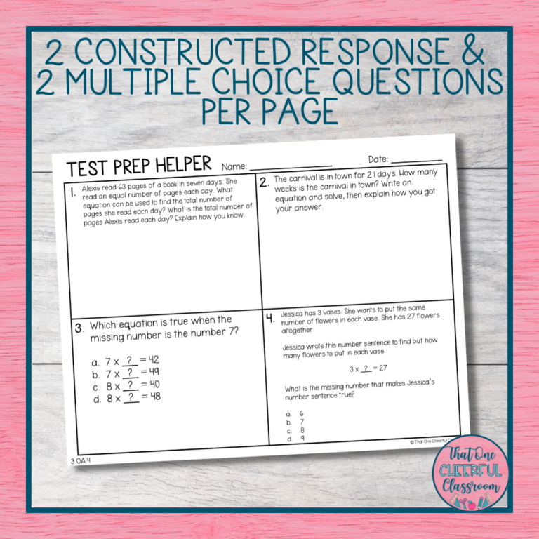3rd Grade Test Prep Operations and Algebraic Thinking Standards Helpers ...