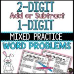 Easter Spring 2 Digit by 1 Digit Addition Subtraction Mixed Worksheets ...