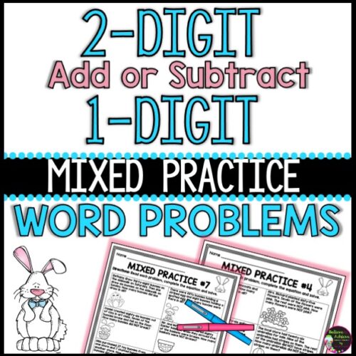 Easter Spring 2 Digit by 1 Digit Addition Subtraction Mixed Worksheets ...
