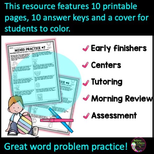 Easter Spring 2 Digit by 1 Digit Addition Subtraction Mixed Worksheets ...