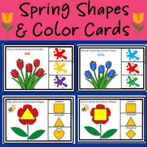 Spring Math Task Cards Bundle, Number Counting, Shapes, Colors, Mats ...