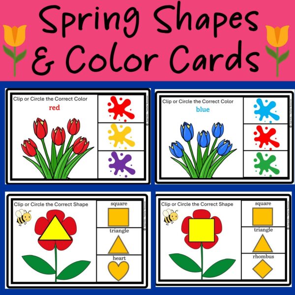 Spring Math Task Cards Bundle, Number Counting, Shapes, Colors, Mats ...