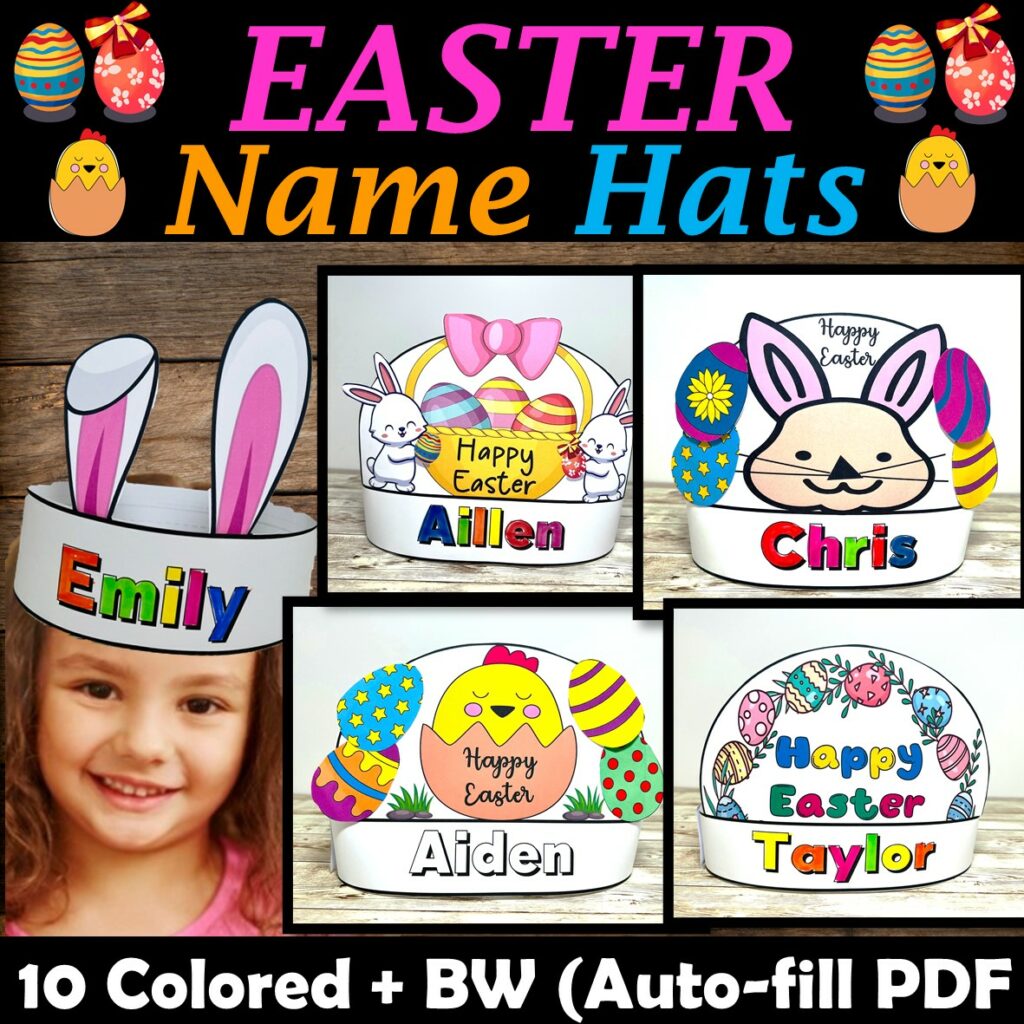Easter Hat Crown Craft, Easter Name Hats Activities, Easter Bunny ...