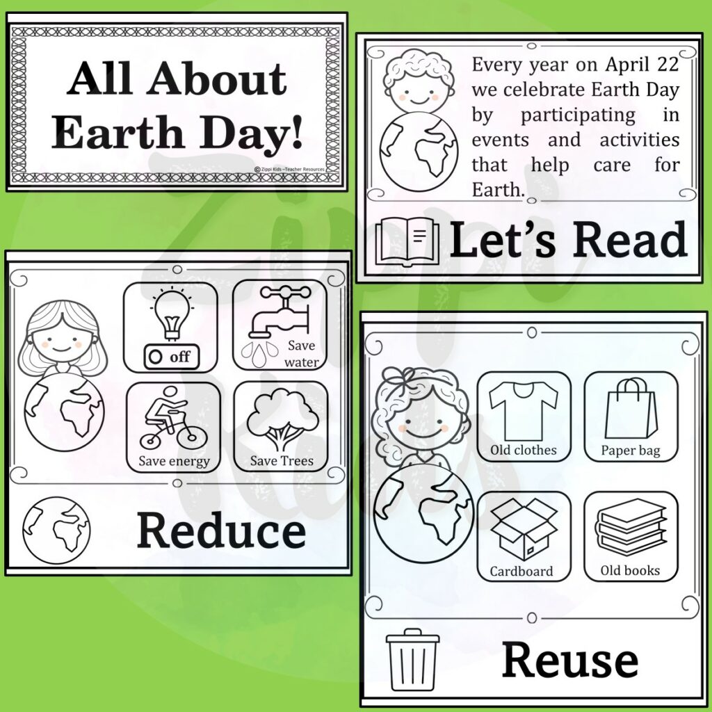 Earth Day Activities Flip book, Earth Day Craft, Reduce Reuse Recycle ...