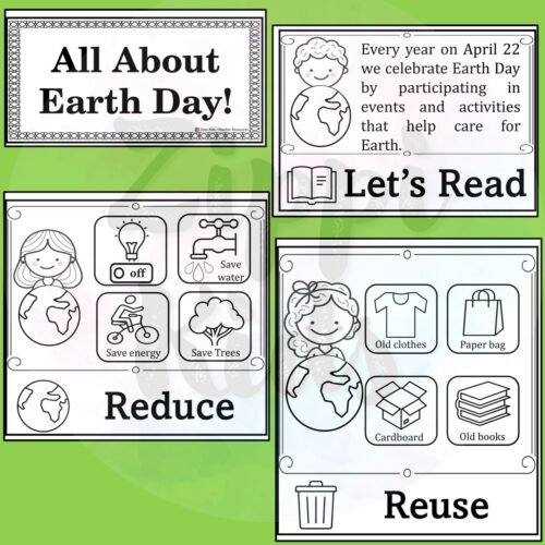 Earth Day Activities Flip book, Earth Day Craft, Reduce Reuse Recycle ...
