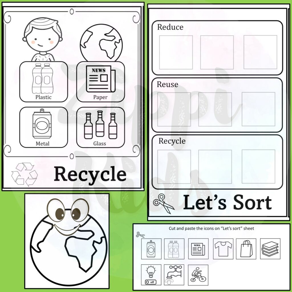Earth Day Activities Flip book, Earth Day Craft, Reduce Reuse Recycle ...