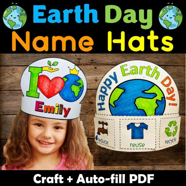 Earth Day Crown Hat Activities Craft, Name Hats, Earth Day Craft Hats ...