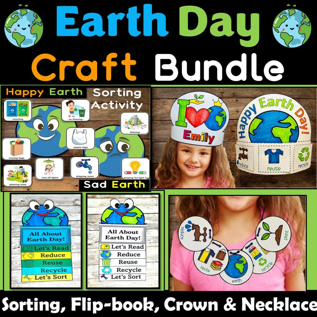 Earth Day Activities Craft Bundle, Flip-book, Name Hats/ Crowns ...