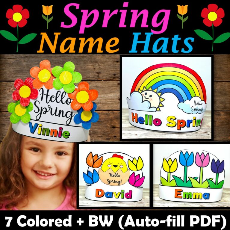 Spring Crown Hat Craft, Name Hat Spring Activities, Name Practice ...