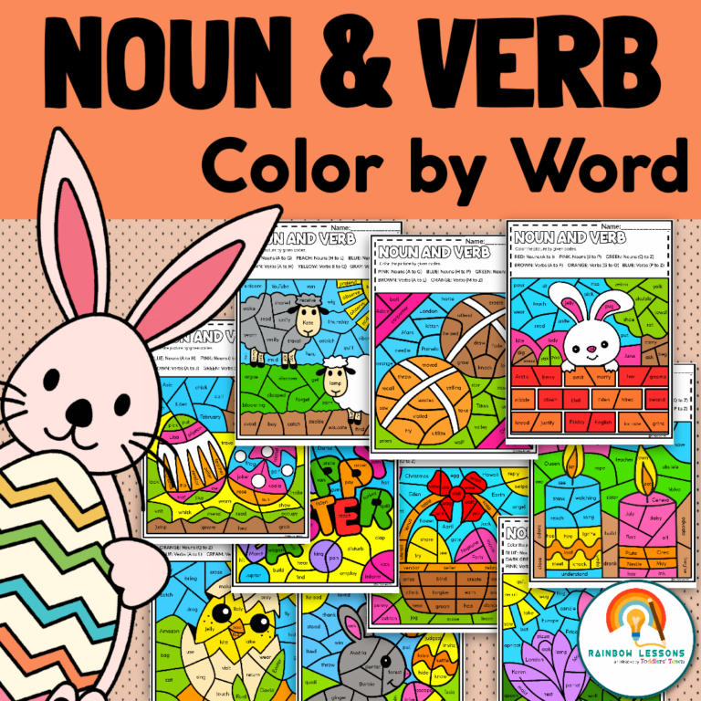 Easter Color By Code | Easter Coloring Sheets | Noun and Verb Sort ...