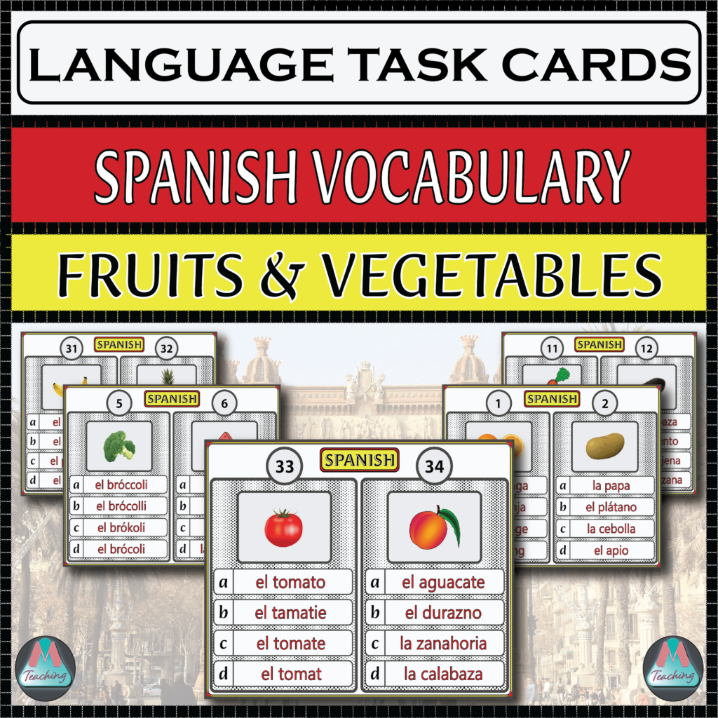 Spanish Task Cards - Fruits & Vegetables | Made By Teachers