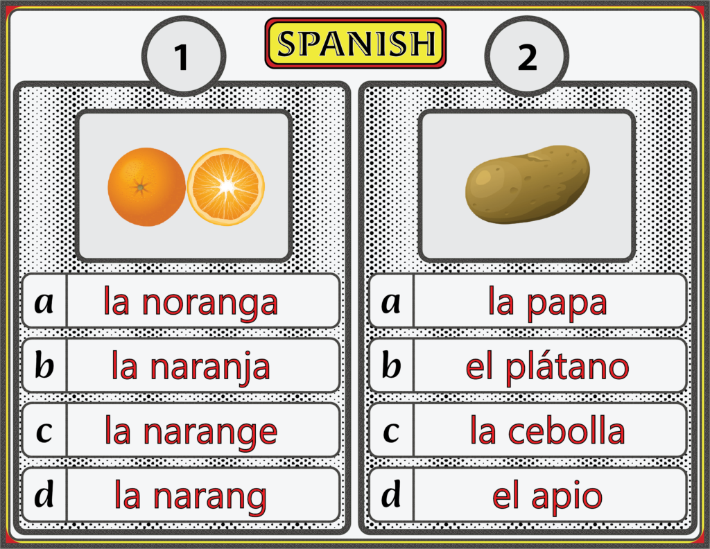 Spanish Task Cards - Fruits & Vegetables - Made By Teachers