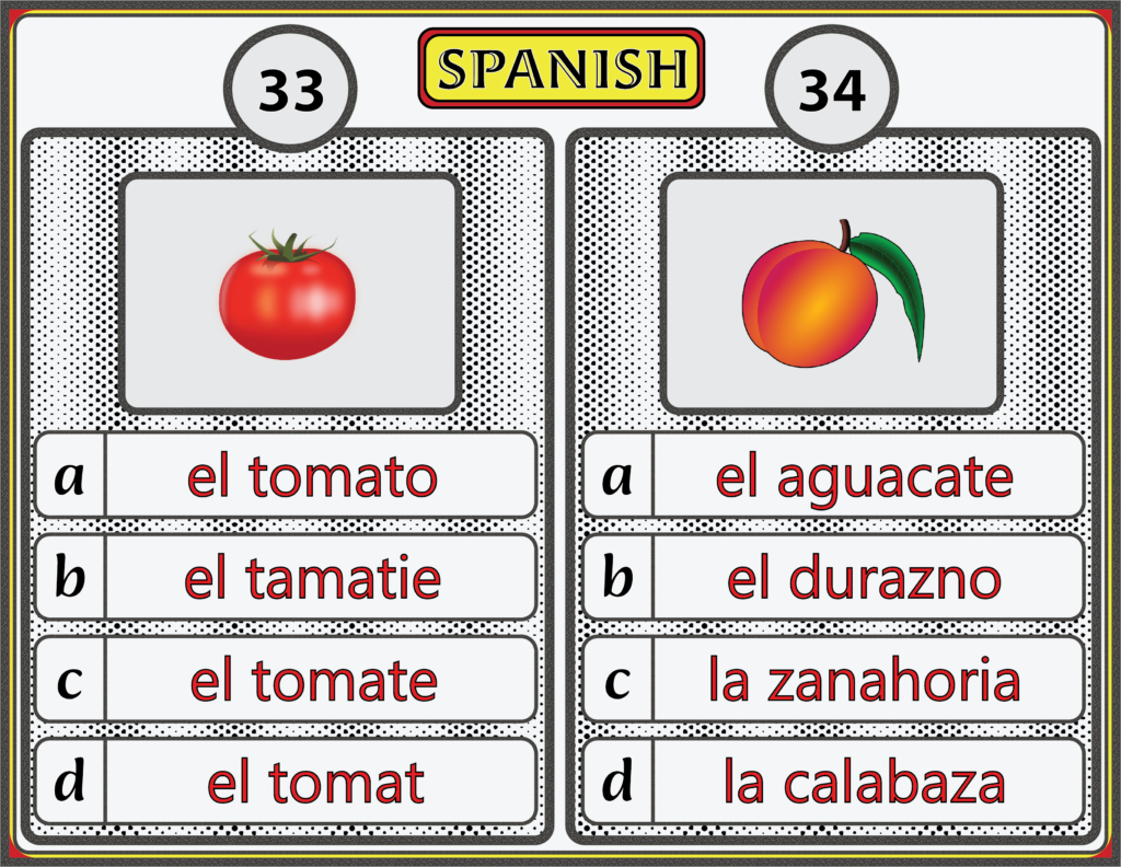 Spanish Task Cards - Fruits & Vegetables | Made By Teachers