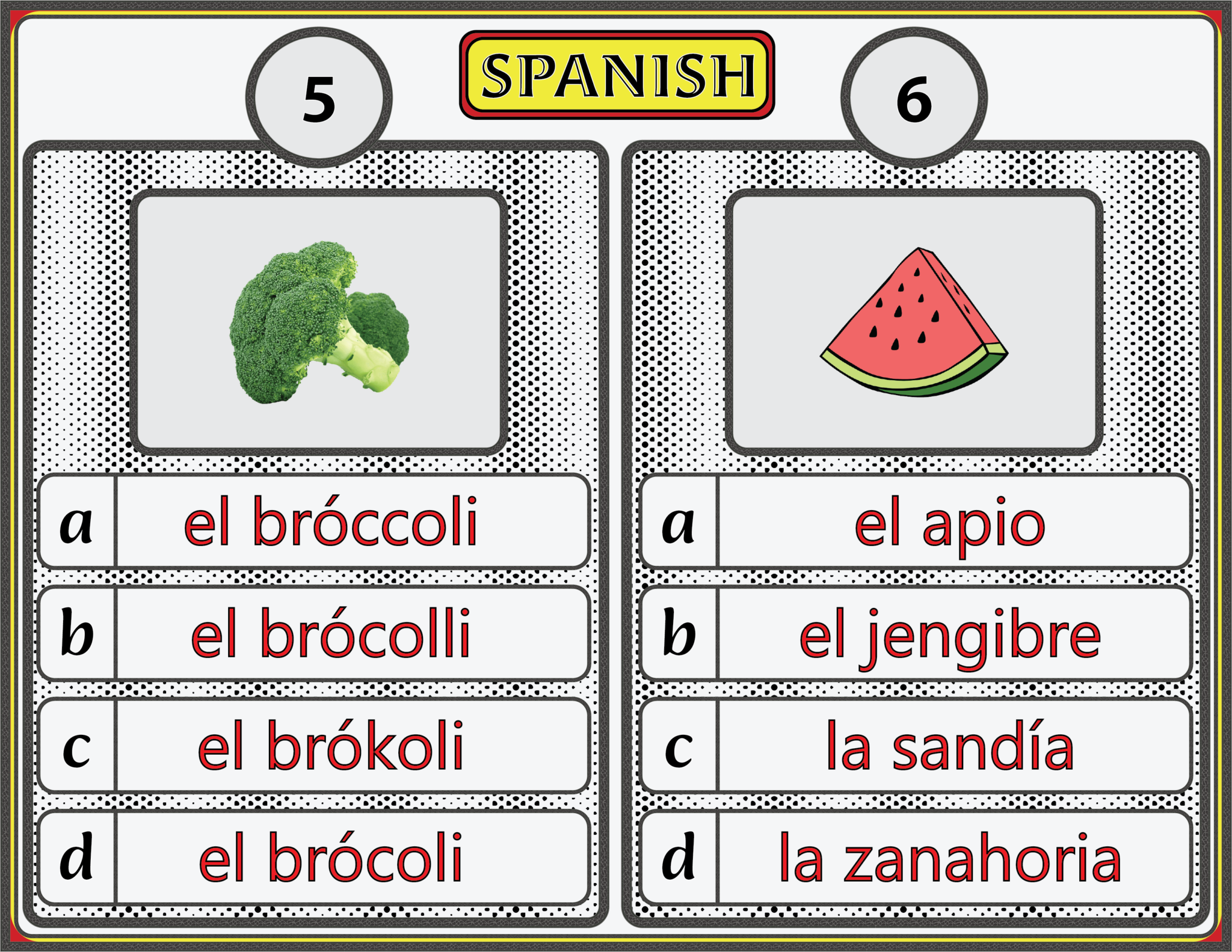 Spanish Match & Task Cards - Fruits & Vegetables Bundle - Made By Teachers