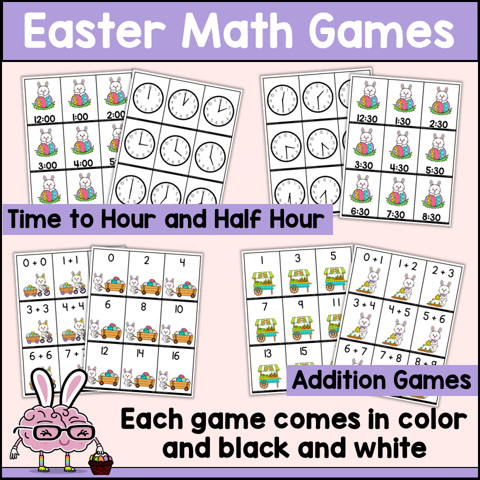Easter Math Card Games: 13 Games for Addition, Time, Place Value, and ...