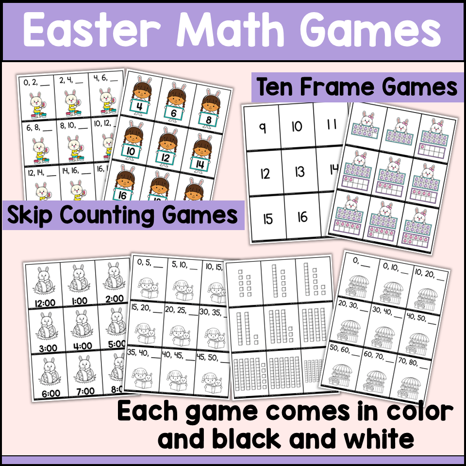 Easter Math Card Games: 13 Games for Addition, Time, Place Value, and ...