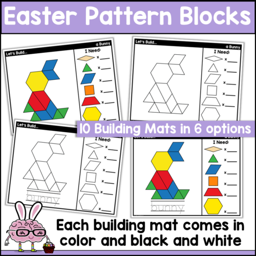 Let's Build - Easter Pattern Block Mats and Task Cards Center with ...
