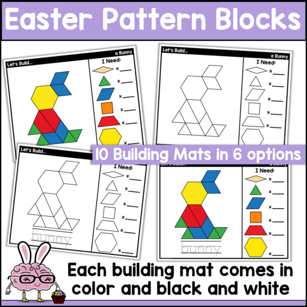 Let's Build - Easter Pattern Block Mats and Task Cards Center with ...